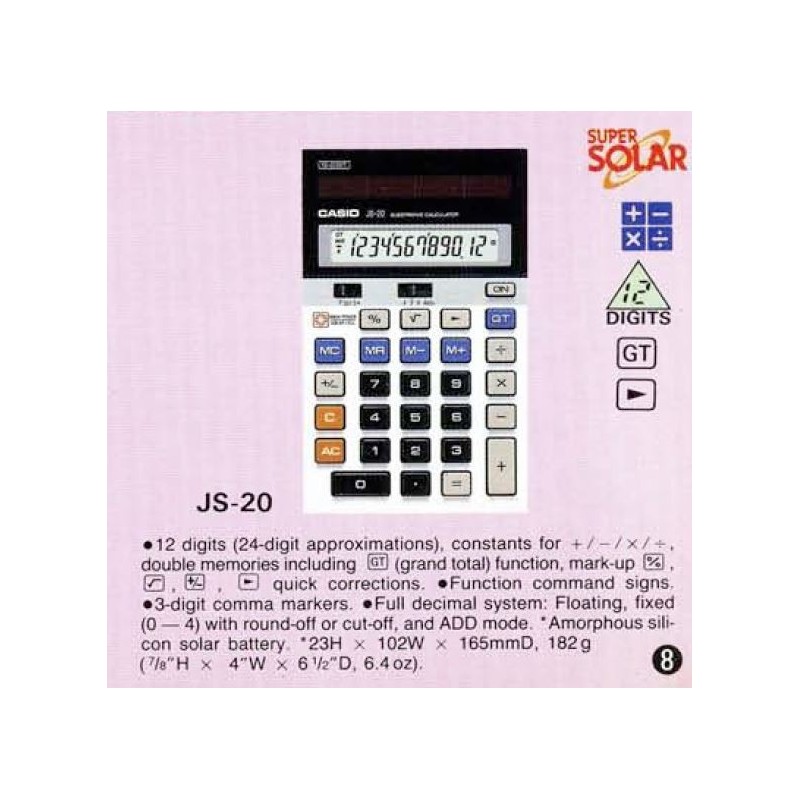 Casio JS-20 Solar Calculator