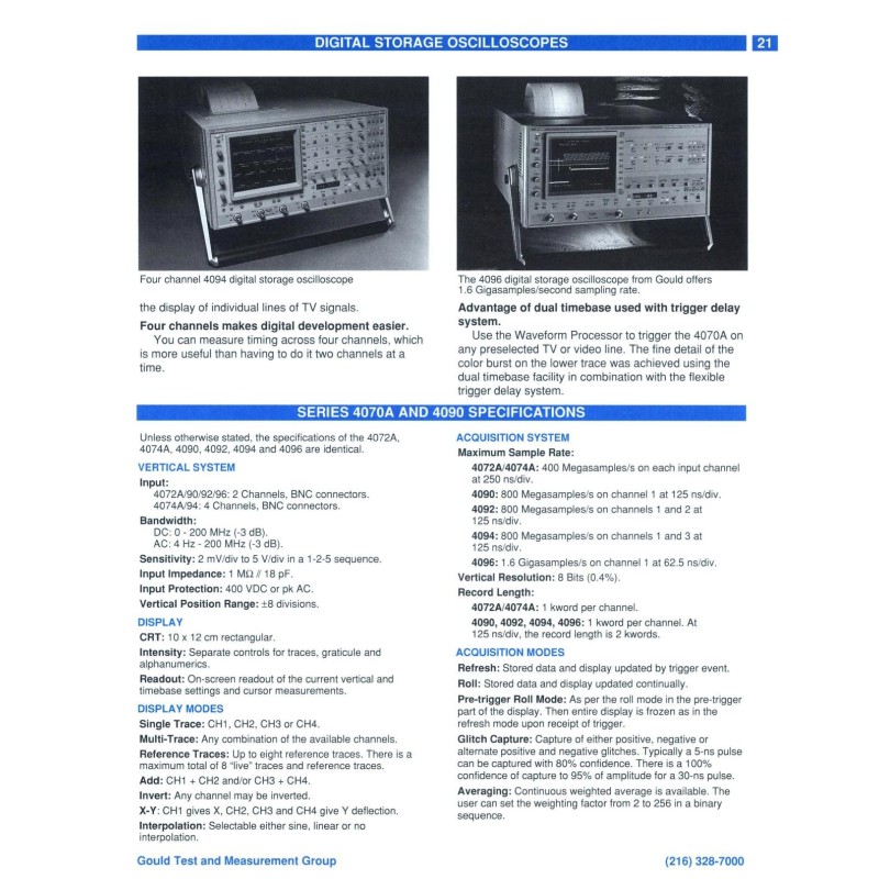 Gould DSO 4092 - 800MS/s - 200 MHz